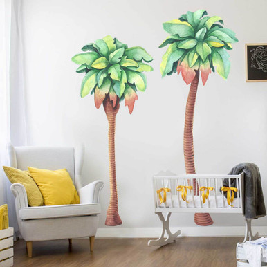 Sunset Palm Trees Watercolor Wall Decal