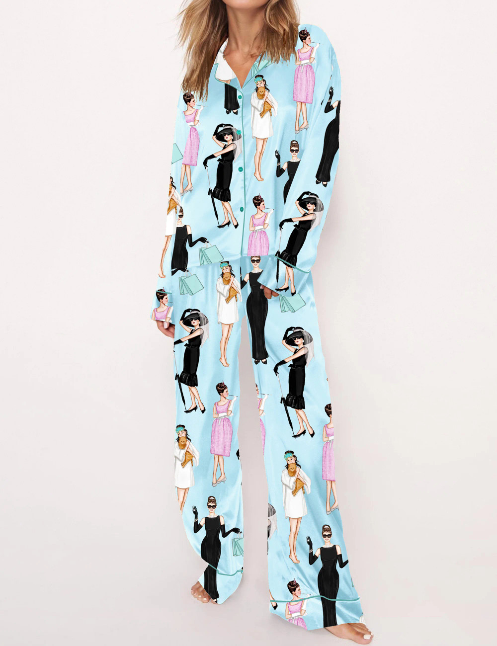 Breakfast At Tiffany's Satin Pajama Set For Women