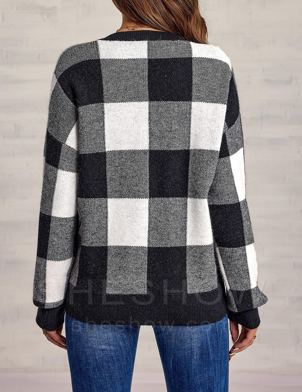 Checkered Knit Sweater