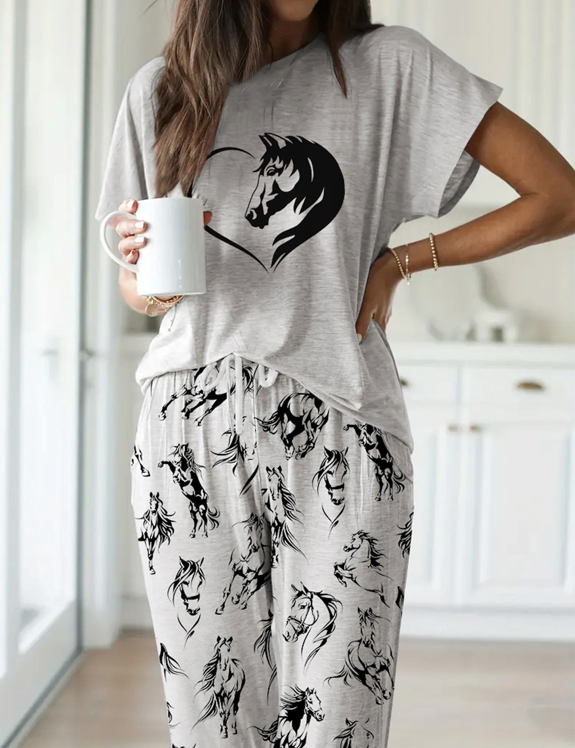 Horse Lover Casual Pajama Set For Women