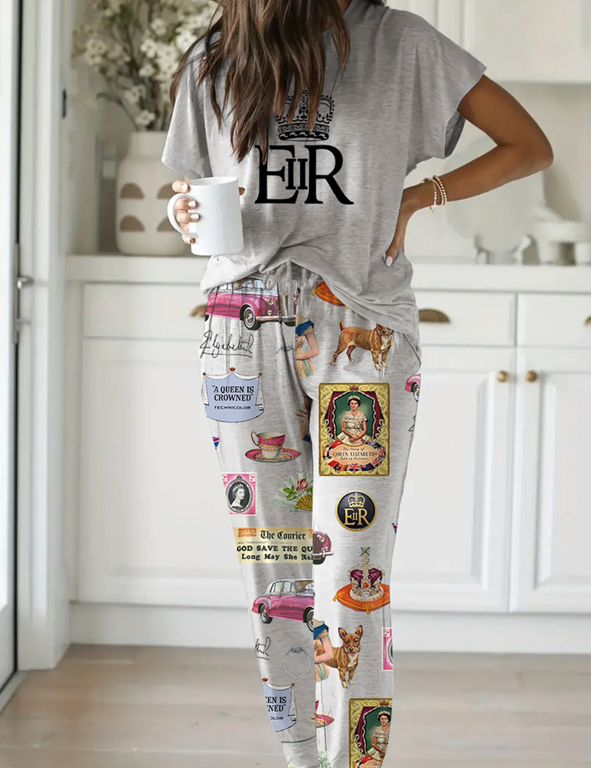 Queen Elizabeth II Vintage Casual Pajama Set For Women