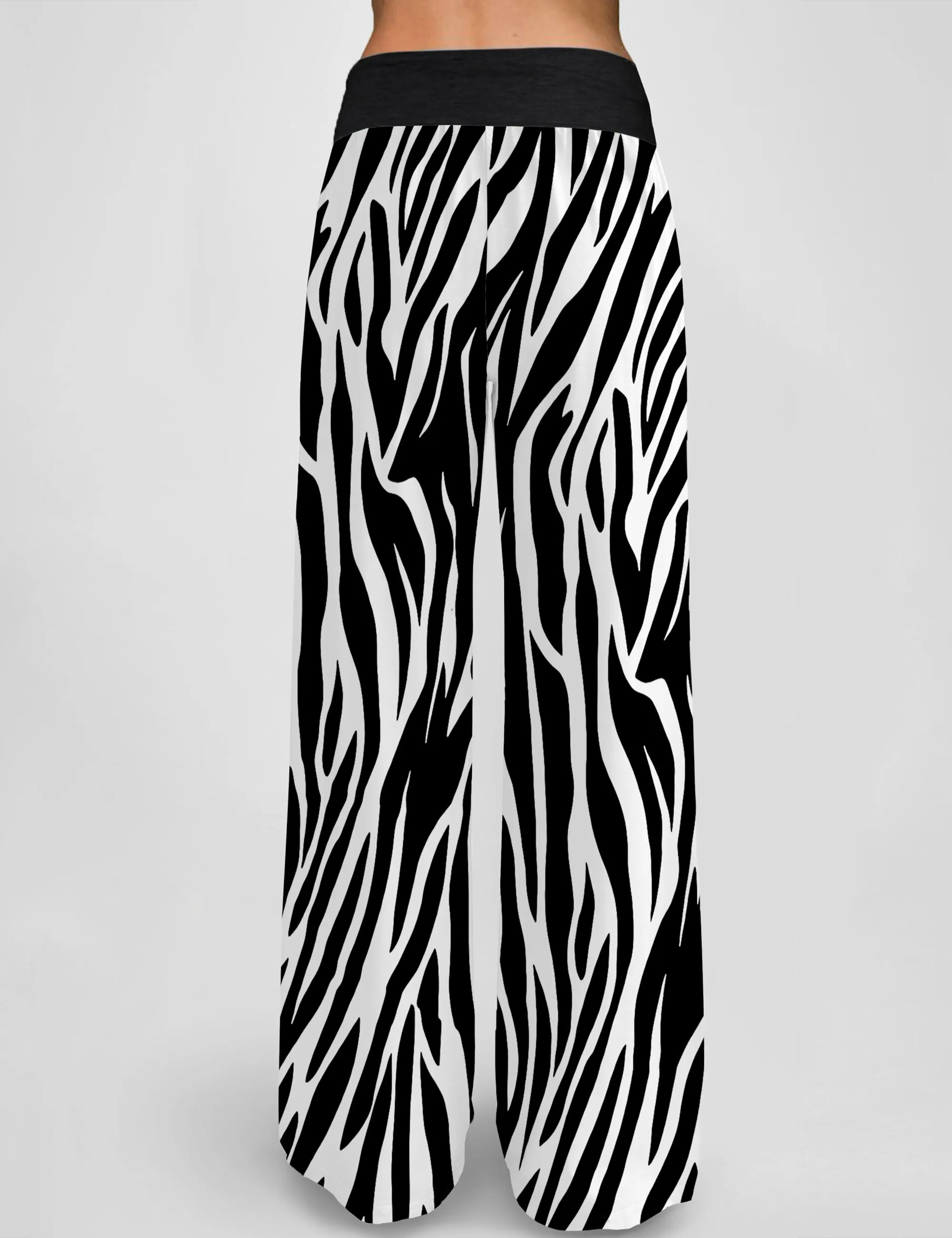 Zebra Print Contrast Wide Leg Pants For Women