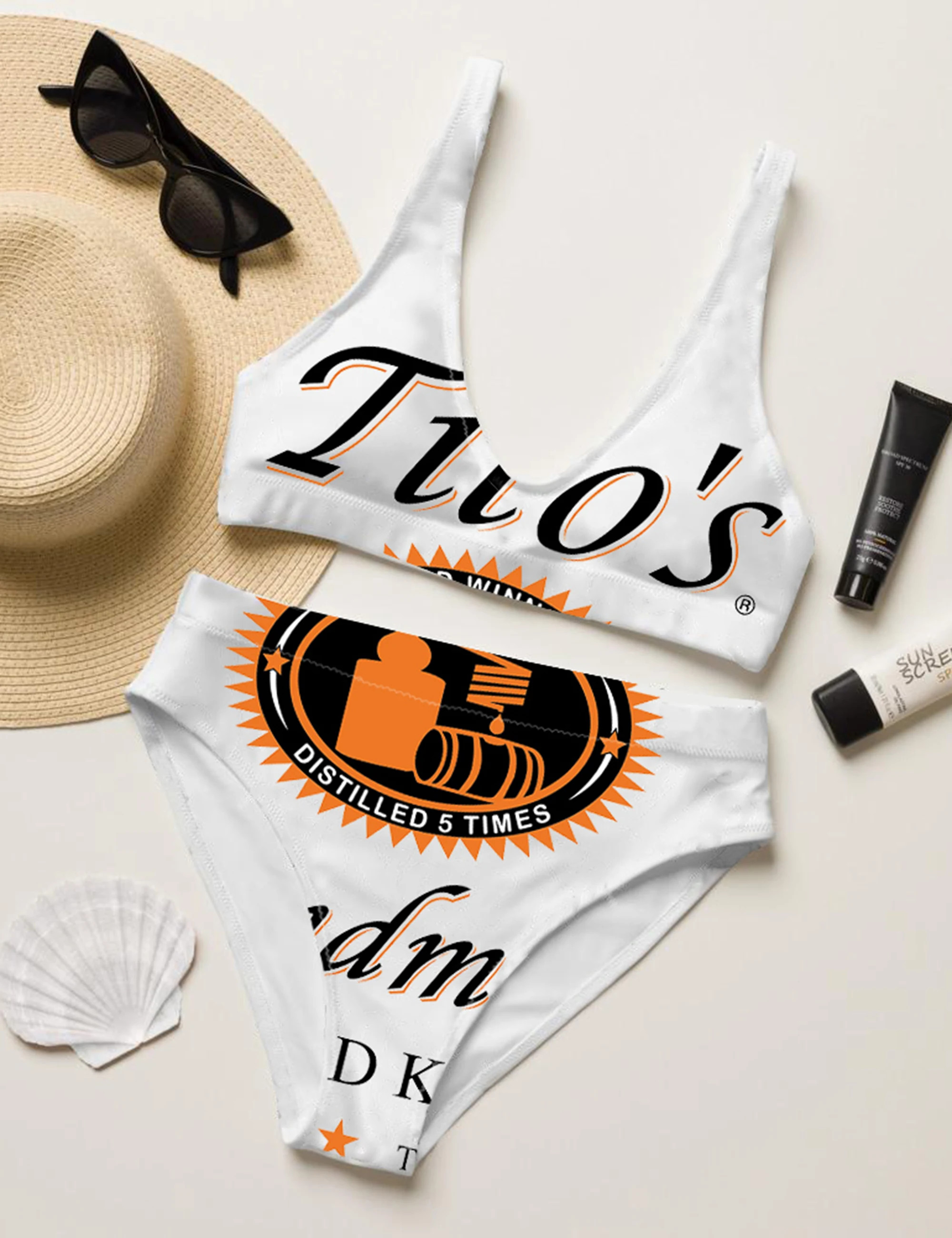 Vodka U-Neck Mid Rise Bikini Set For Women