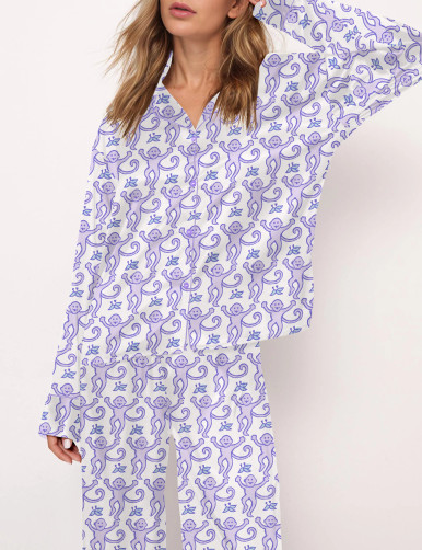 Monkey Satin Pajama Set For Women