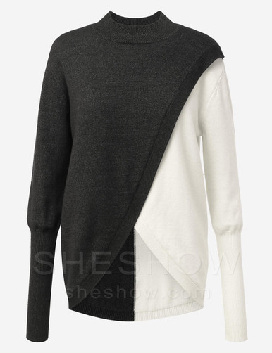 Two-Tone Surplice Sweater
