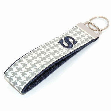 Houndstooth Gray Personalized Key Fob