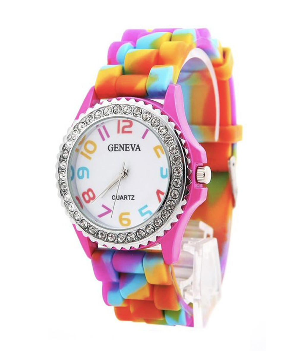 Gay Pride Wrist Watch with CZ Stones and Rainbow Flag Band - LGBT Gay ...