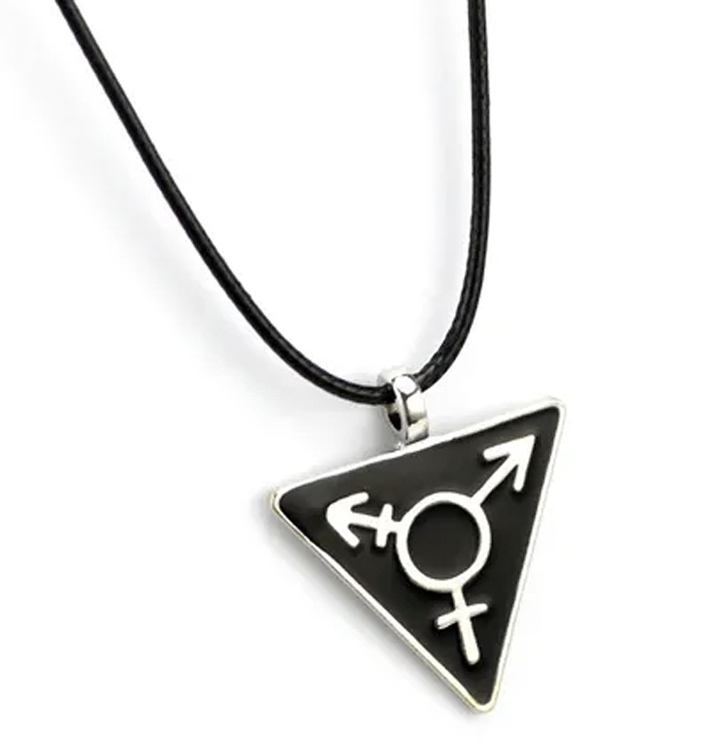 Dark Black Transgender Necklace - Male & Female Symbol Triangle Pendant ...