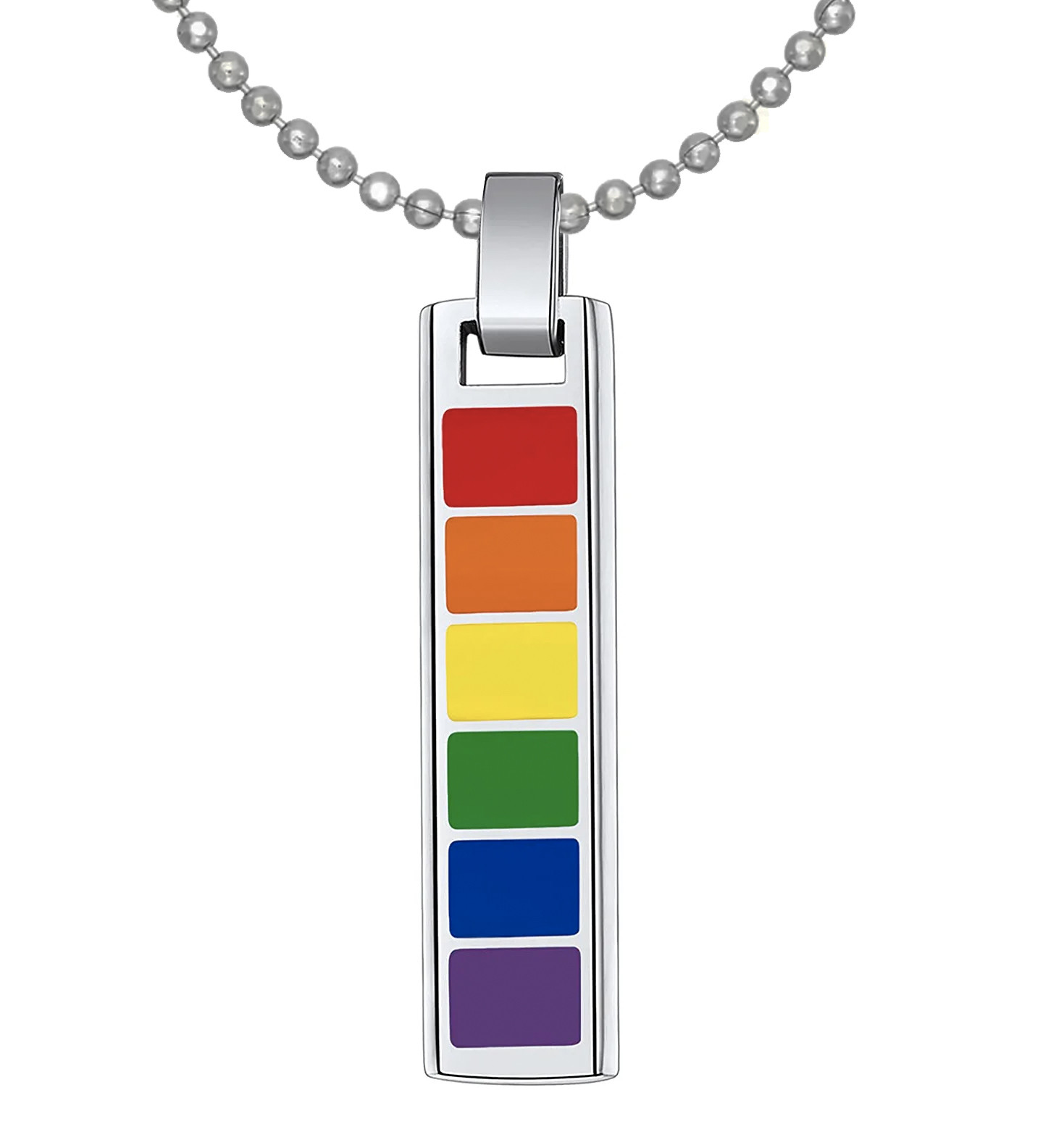 Rainbow Flat Panel Ladder Pendant Gay & Lesbian LGBT Pride Necklace ...