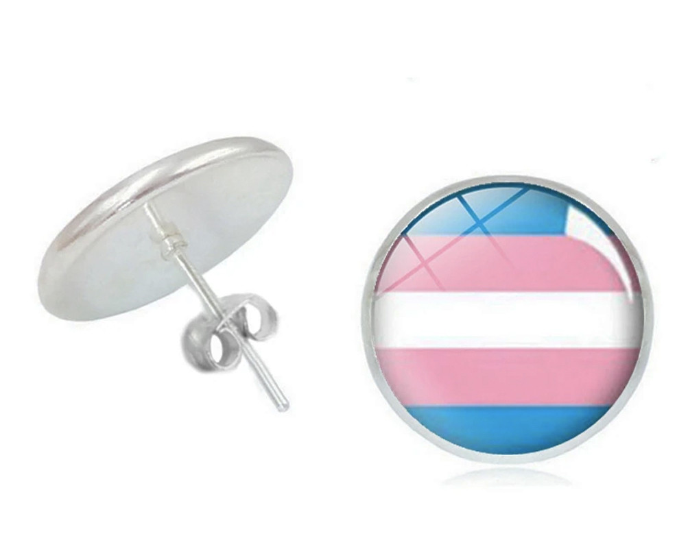 Trans Pride Flag Symbol Earrings - Transgender Flag Stud Earrings (Pair ...