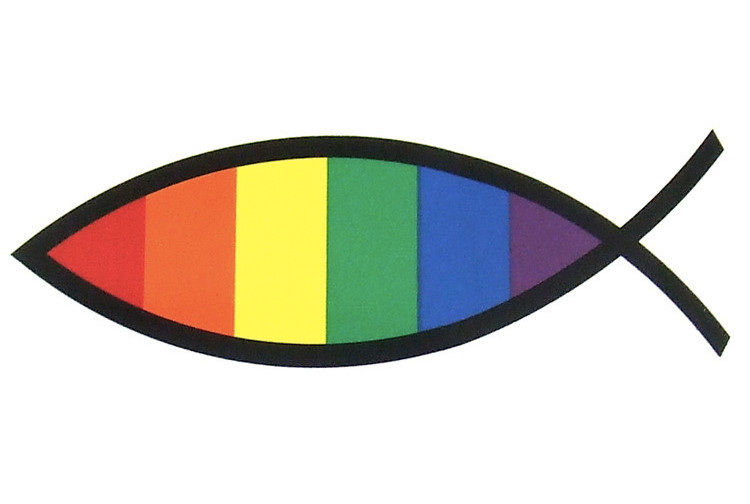Christian Fish / Jesus Rainbow Pride Sticker 3x6 inch - LGBT Gay ...