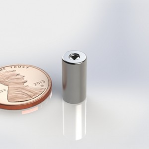 RD500B | 1/4" Dia x 1/2" Neodymium Rod Magnet With Dimpled Hole ...