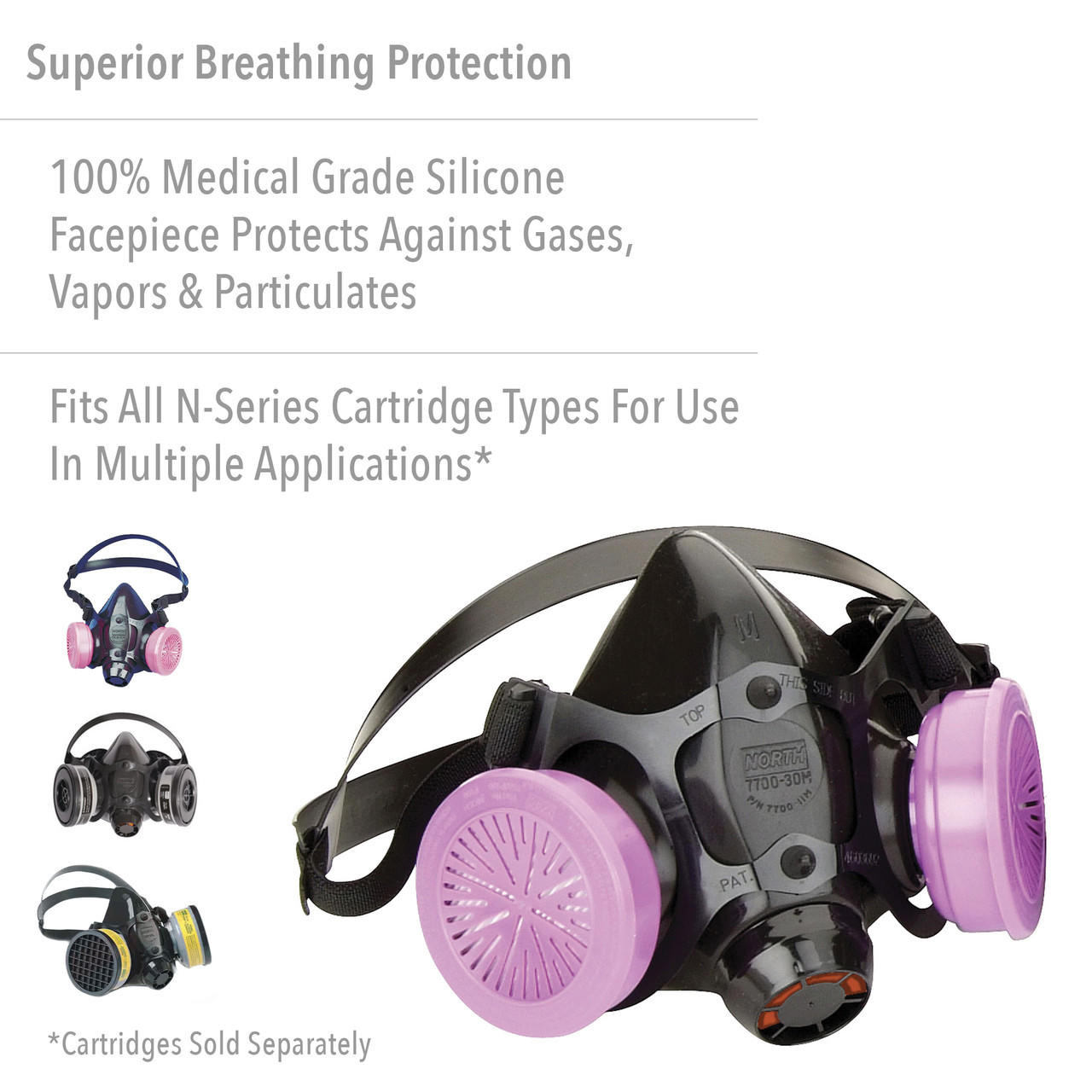 North 7700 Half Mask Respirator - Honeywell - Silicone Half Mask ...