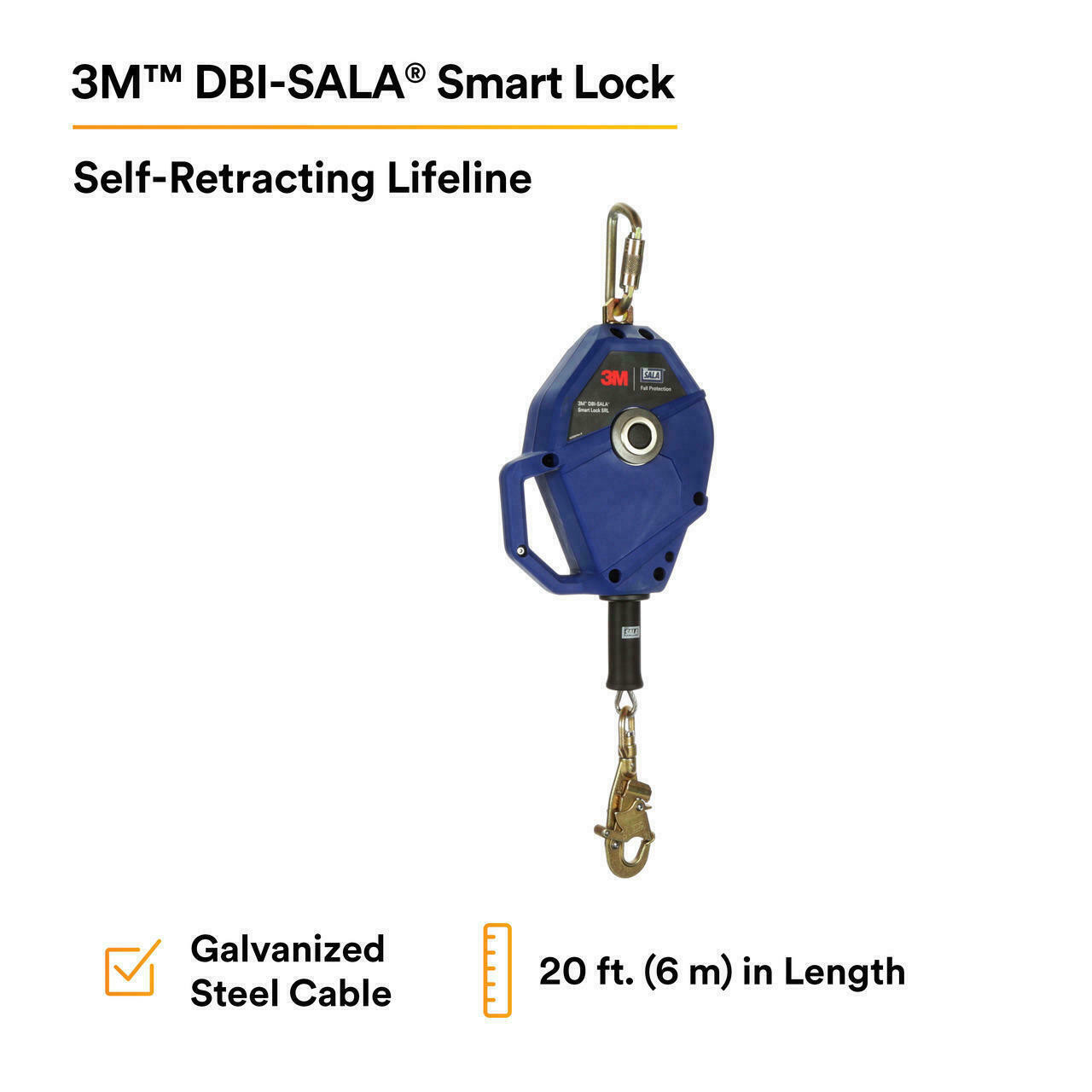 3M™ DBI-SALA® Smart Lock Self-Retracting Lifeline 3503803 - Galvanized ...