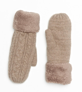 MITTENS FUZZY LINED TAUPE - Four Seasons Direct