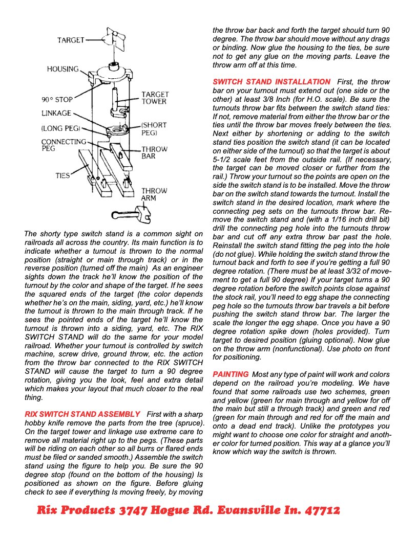 RIX 13 HO Switch Stand - Mountain Subdivision Hobbies
