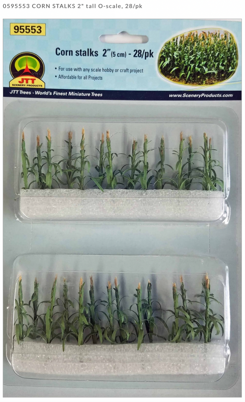 JTT Scenery 95553 Corn Stalks | O scale | 2" Tall | 28 pack - Mountain ...