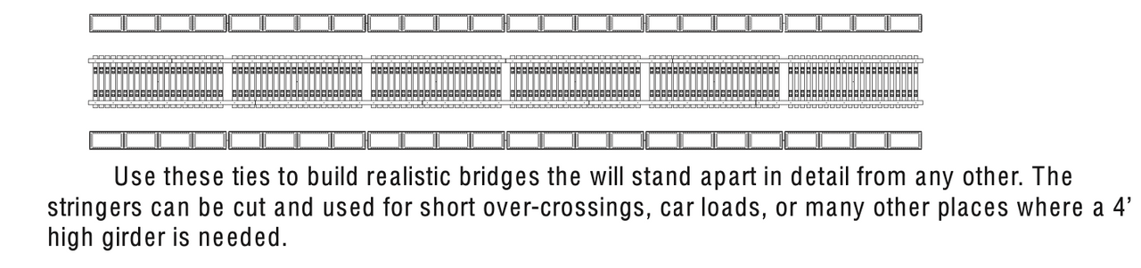 1812 N 150' Bridge Tie Section w/stringers - Mountain Subdivision Hobbies