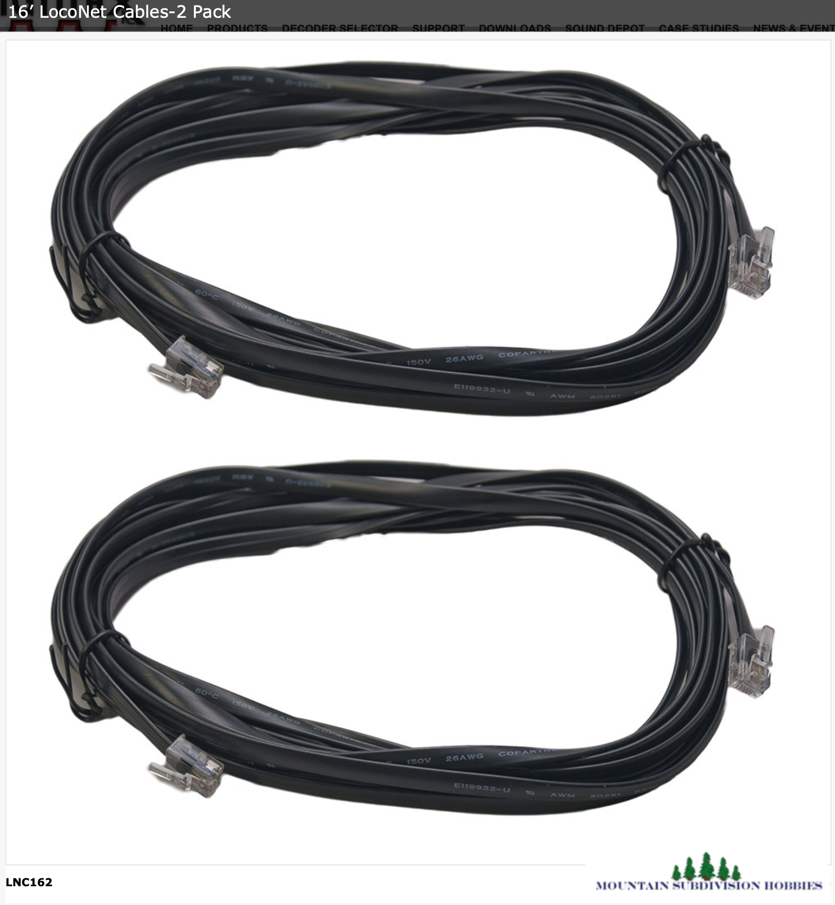 Digitrax LNC162 16’ LocoNet Cables - 2 Pack - Mountain Subdivision Hobbies