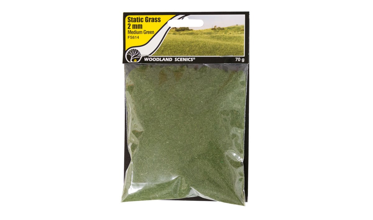 FS614 Static Grass - 2mm Medium Green - Mountain Subdivision Hobbies
