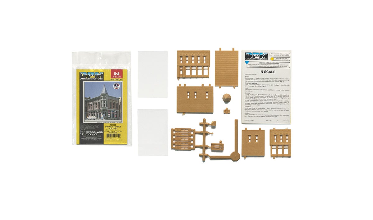 Corner Turret Building - N Scale Kit - Mountain Subdivision Hobbies
