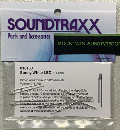 Soundtraxx 810133 LED 6 PK Sunny White 3mm - Mountain Subdivision Hobbies
