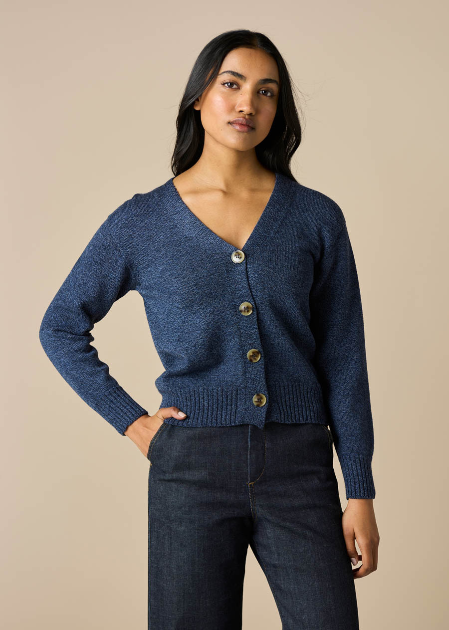 Agnes Cardigan - Merino Wool - Denim - uimi