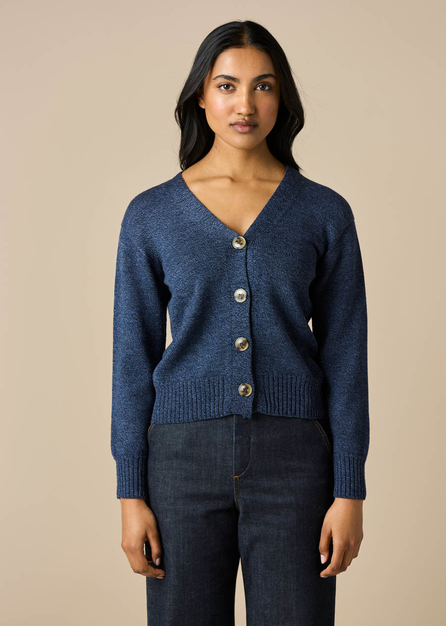 Agnes Cardigan - Merino Wool - Denim - uimi