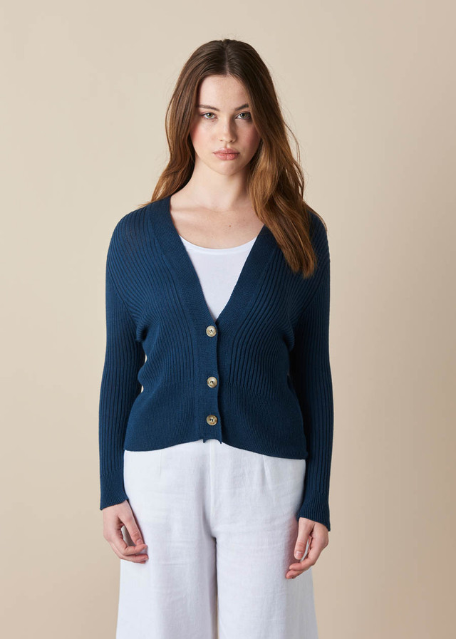 Wednesday Cardigan - Egyptian Cotton - Marine - uimi