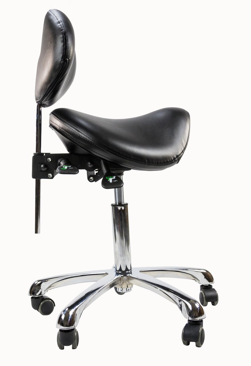 Spa Luxe Rolling Saddle Stool Chair with Back Support