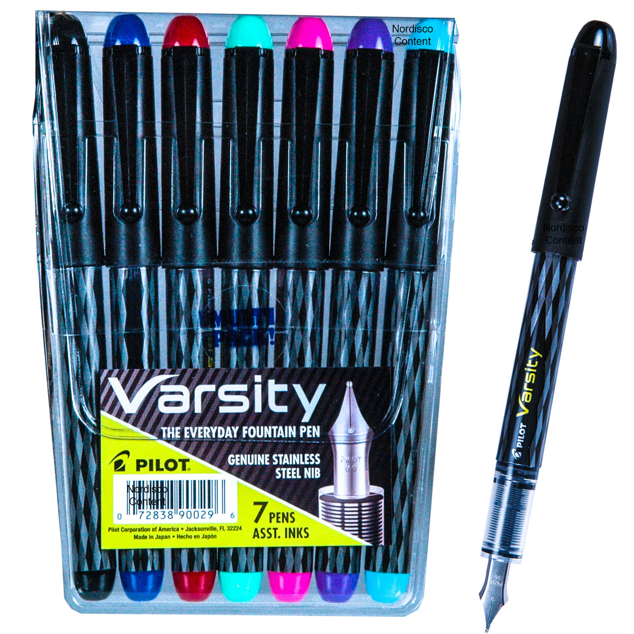 Pilot 90029 Varsity Disposable Fountain Pen, 7-Color Set | Nordisco.com