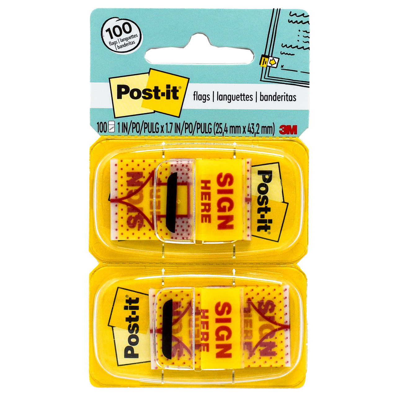 Post-it Sign Here Flags 680-SH2, 1 x 1.7", Pack of 100 | Nordisco.com