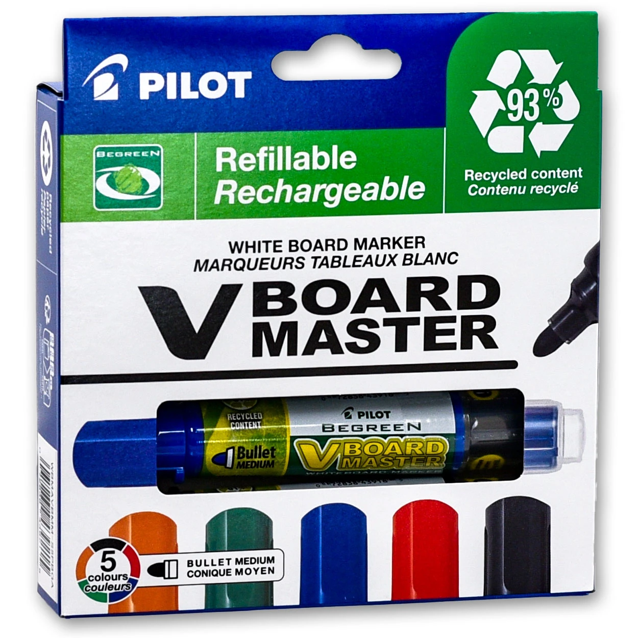 Pilot 43921 V Board Master Whiteboard Markers, 5 Color Set, Bullet Tip ...