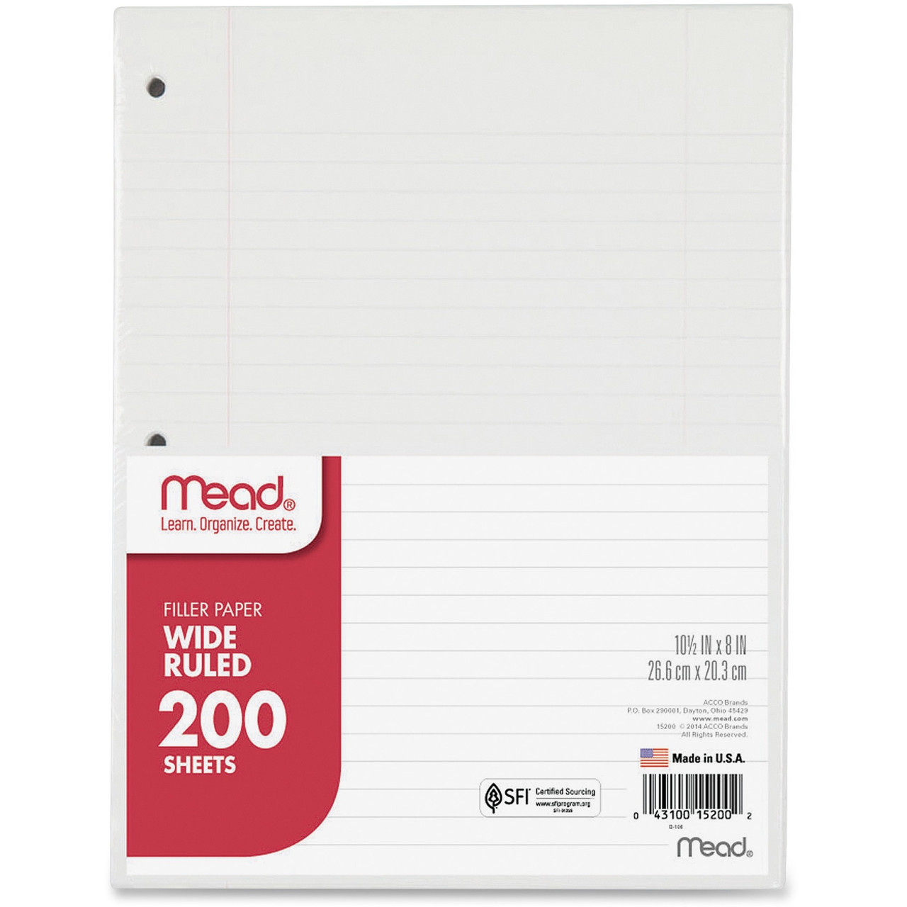 Mead 15200 3-Hole Punched Wide-ruled Filler Paper | Nordisco.com
