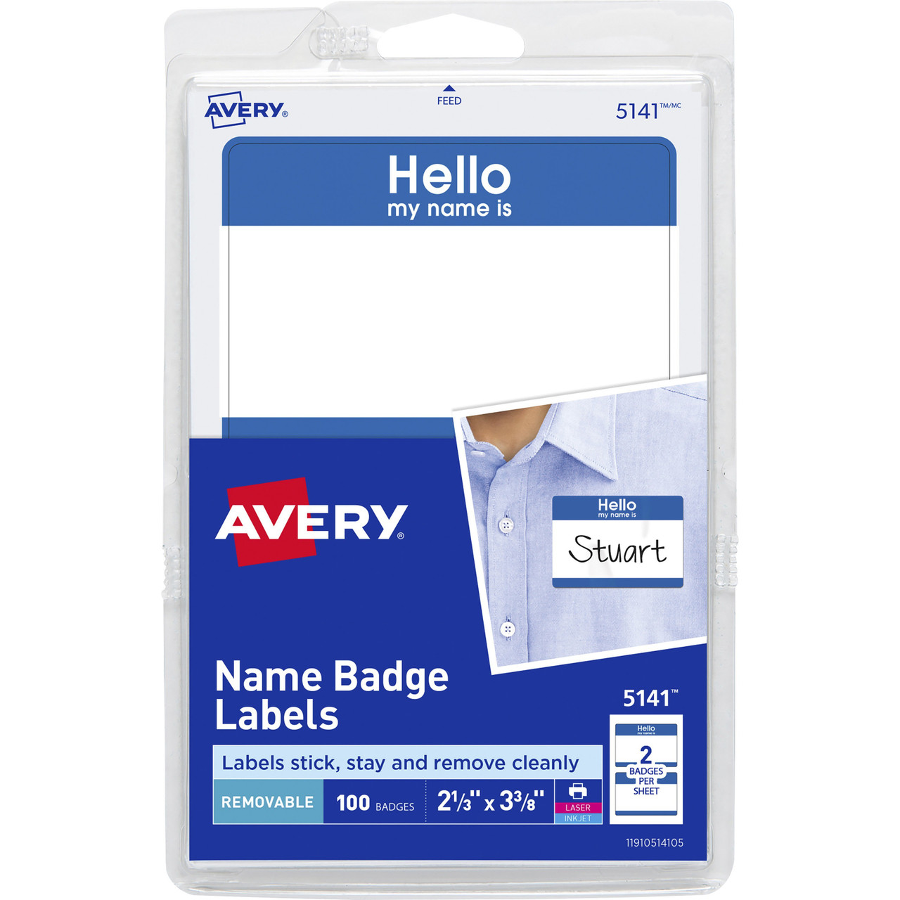 Avery 5141 Border Print/Write Hello Name Badges | Nordisco.com