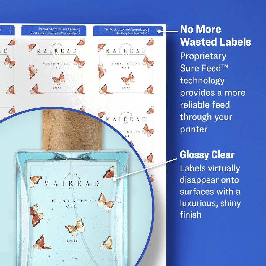 Avery 6522 Easy Peel High Gloss Clear Mailing Labels | Nordisco.com