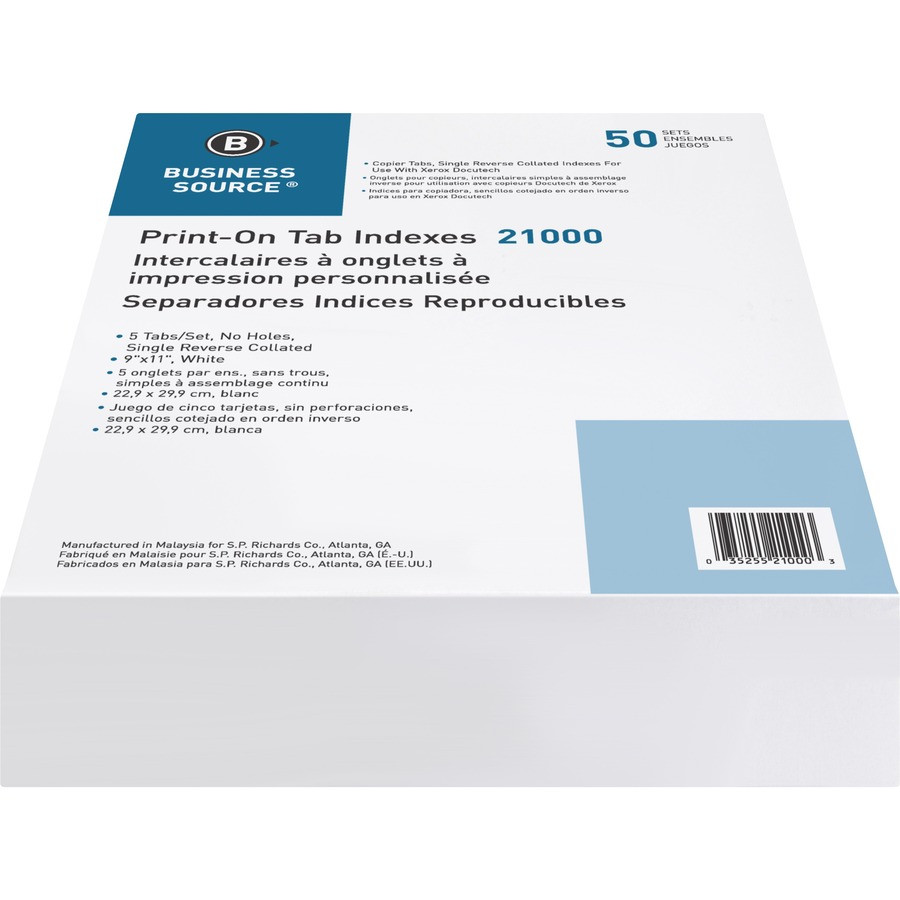 Business Source 21000 Tab Printer Economy Index Dividers | Nordisco.com