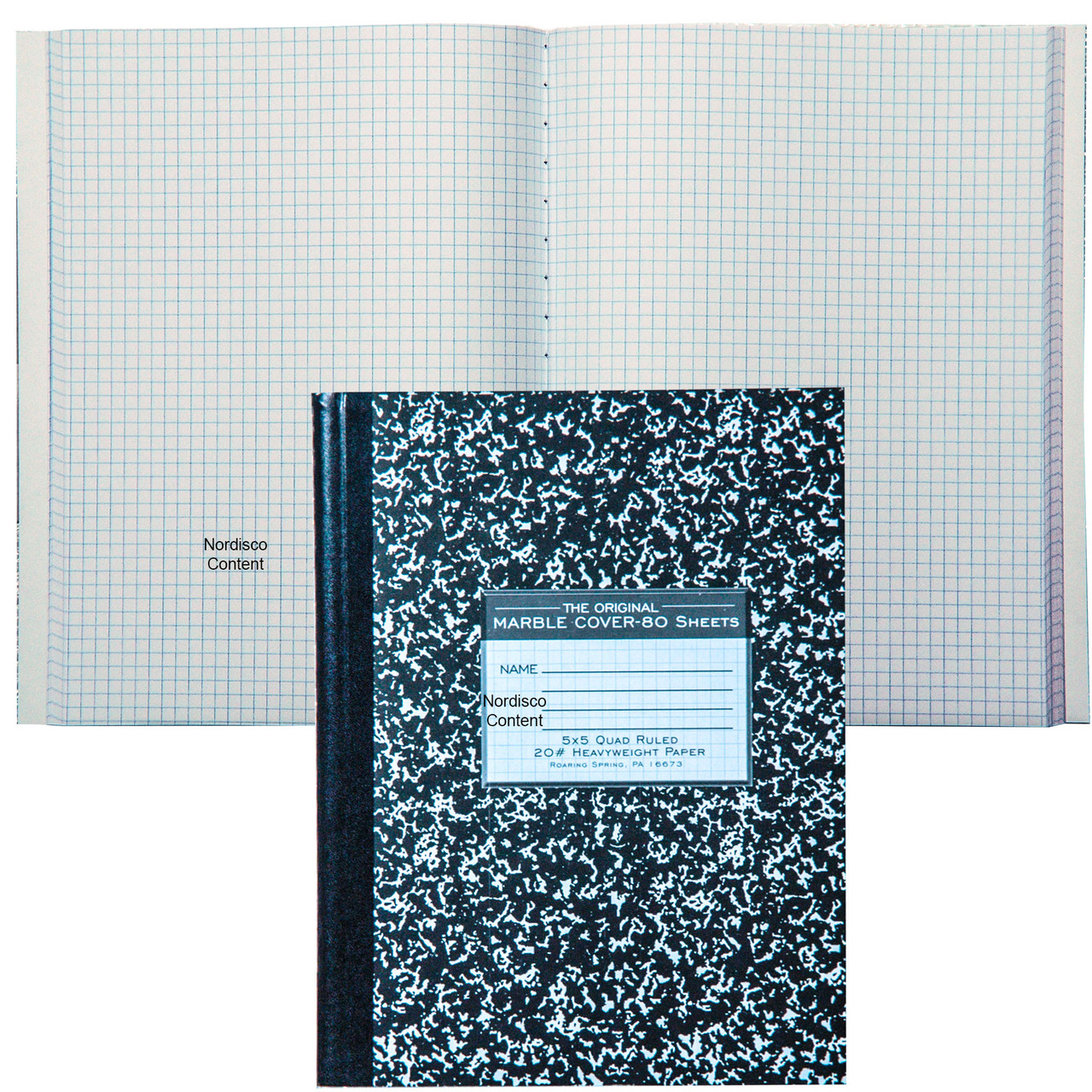 Roaring Spring 77475 5x5 Quad Ruled Marble Composition Book, 10.25 x 8 ...