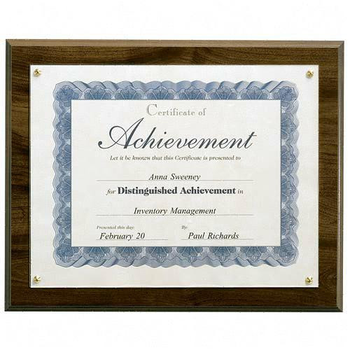Walnut Finish Award Plaque Kit For 8-1/2 x 11" Documents | Nordisco.com