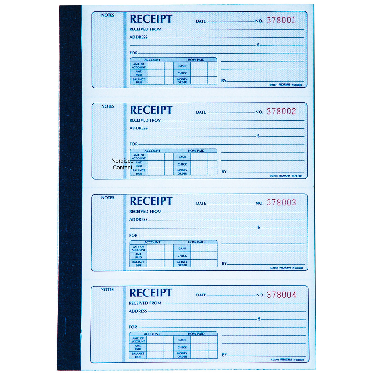 Rediform 8L808 Money Receipt Book, 3-Part, 100 Carbonless Sets, Consecutively Numbered ...