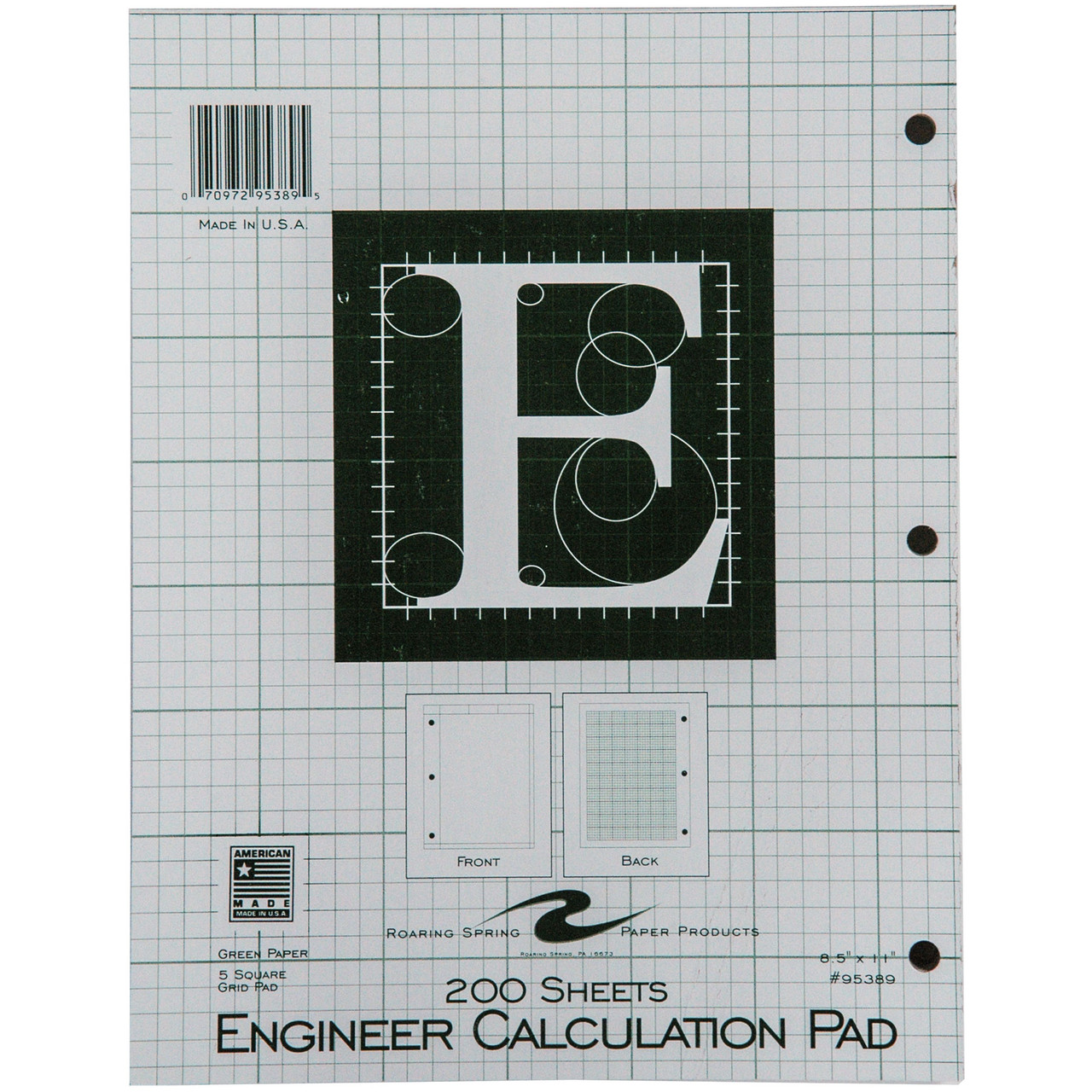 Roaring Spring 95389 Engineer Calculation Pad, 8.5 x 11", 5 Square Grid ...