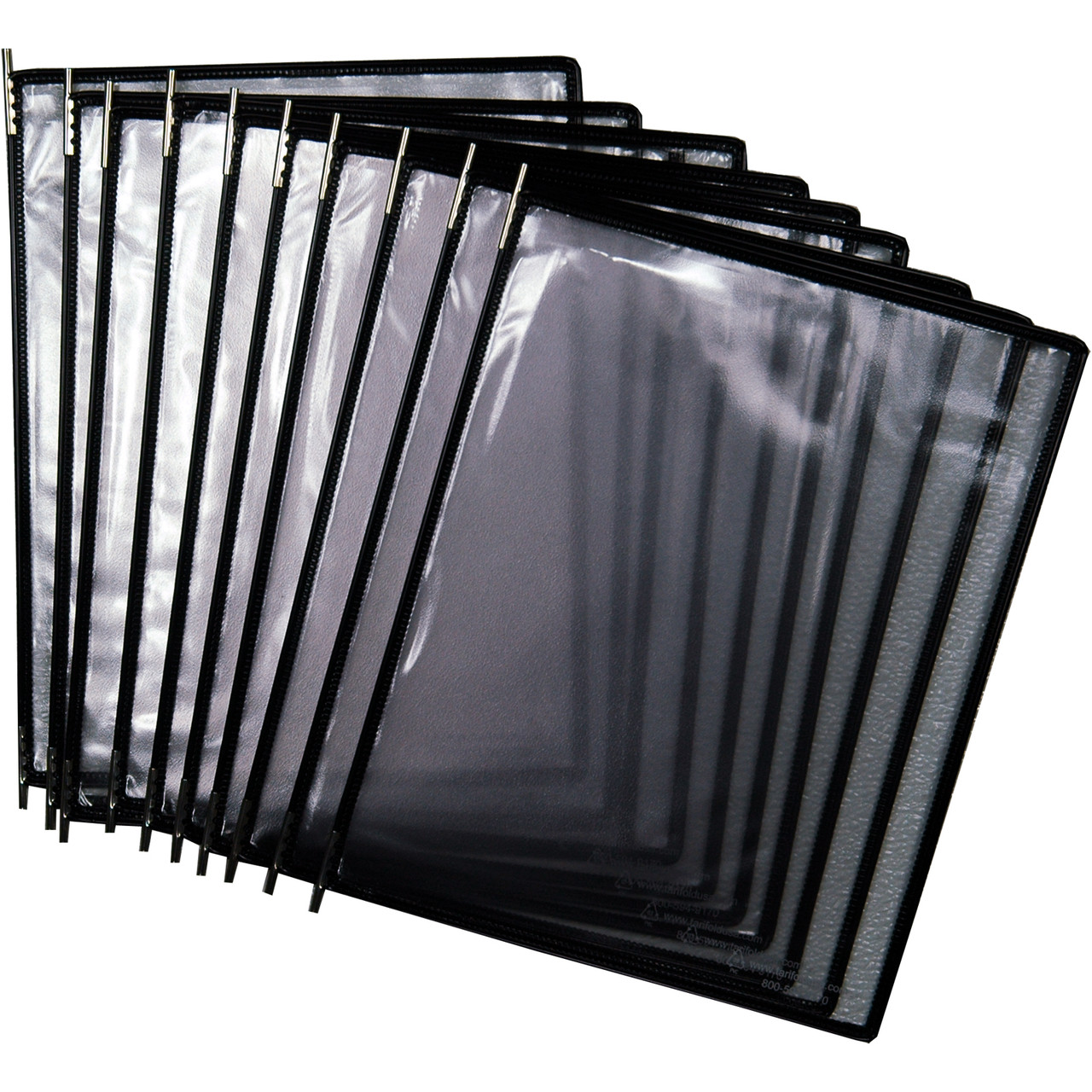 Tarifold P070 Black Border Clear Plastic Pivoting Pockets, Pack of 10 ...
