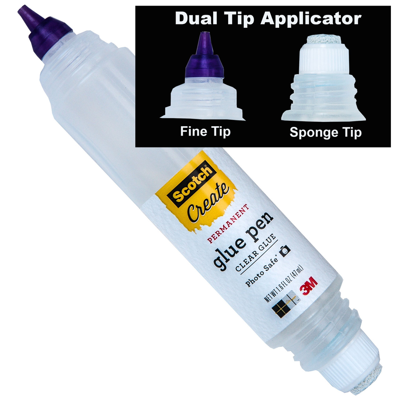 Scotch Create 019-CFT Permanent Glue Pen, Clear Glue, Dual Tip, 1.6 oz ...