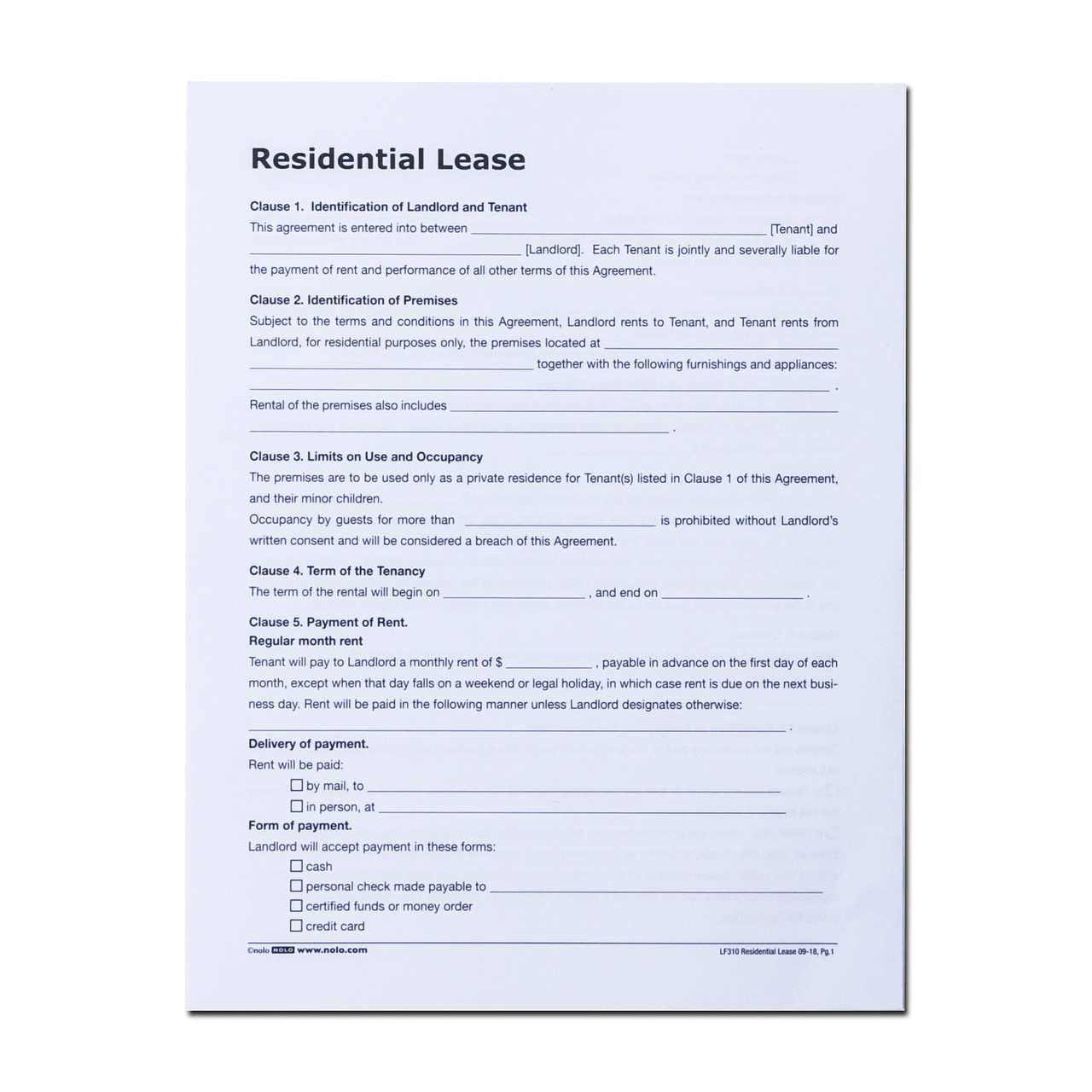 Adams LF310 Residential Rental Lease Agreement with Instructions ...