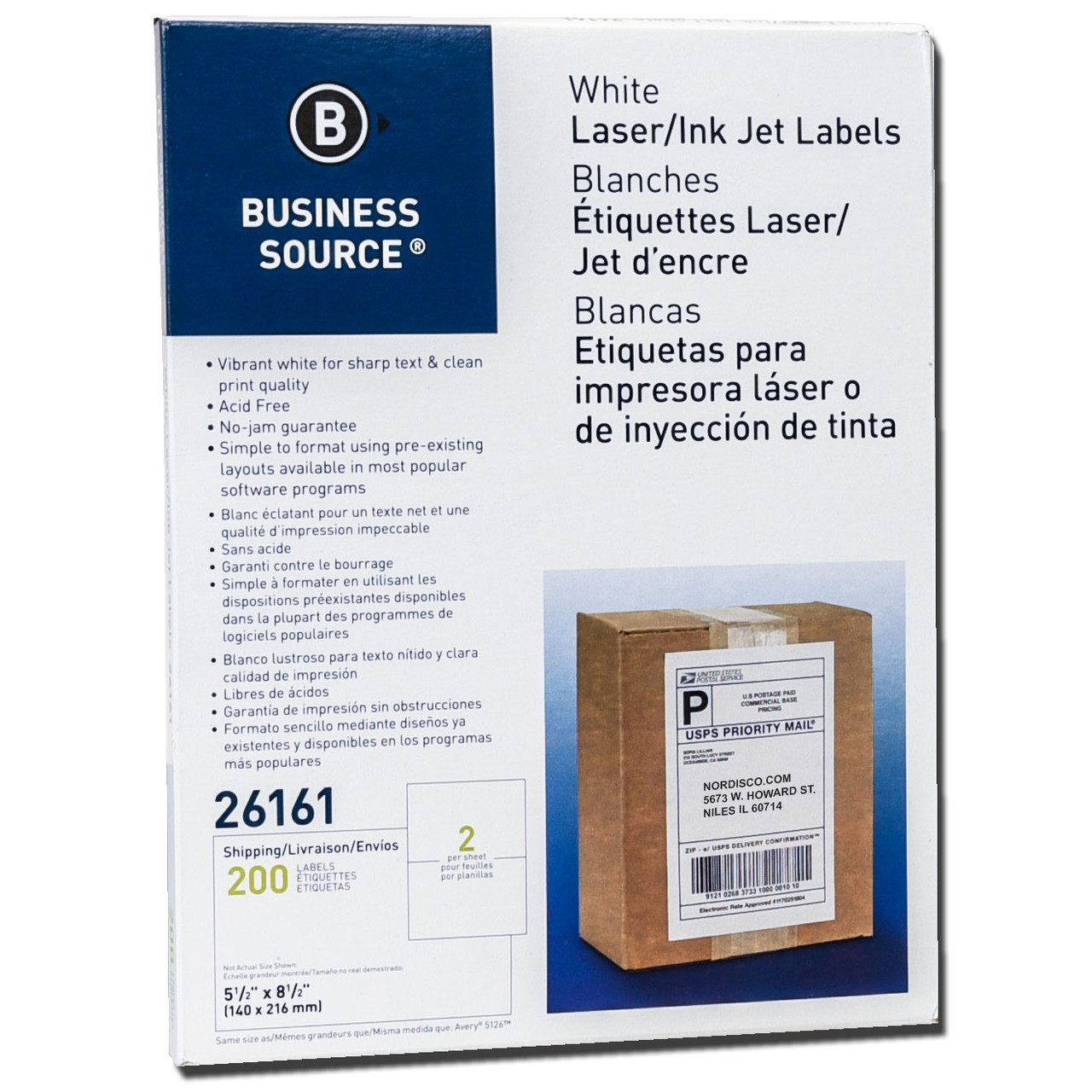 Business Source 26161 5-1/2 x 8-1/2" White Laser & Inkjet Half Sheet ...