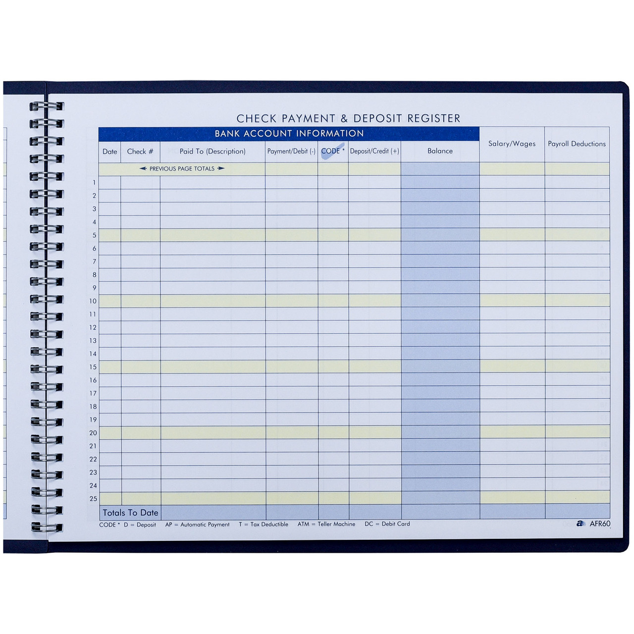 Adams AFR60 Check Payment & Deposit Register | Nordisco.com
