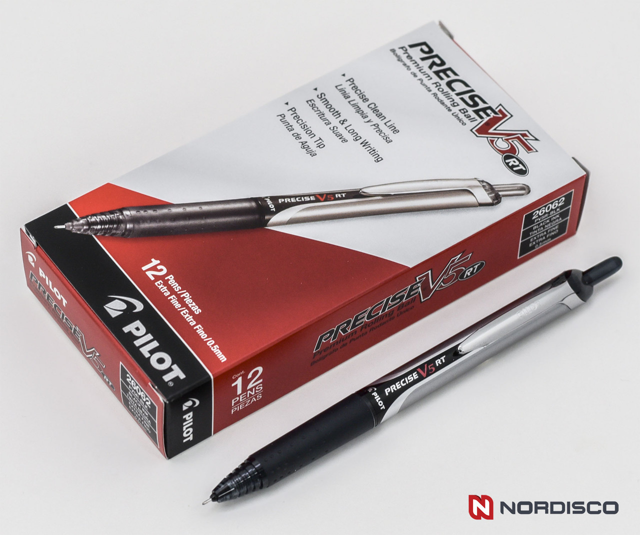 Pilot Precise V5 RT Rolling Ball Pen 26062, Black Ink, 0.5mm Extra Fine