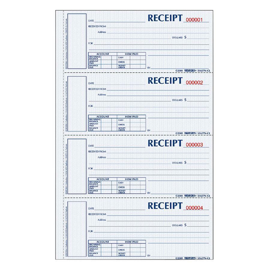 Rediform S1657NCL Hardbound Numbered Money Receipt Books | Nordisco.com