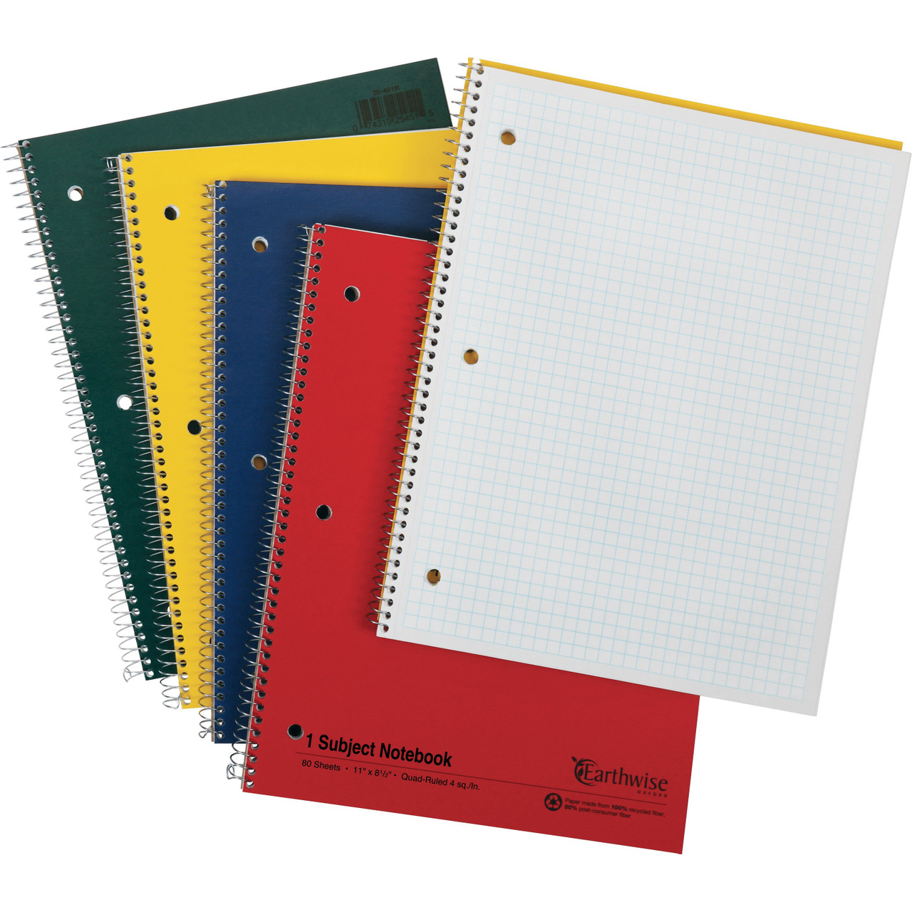Oxford Earthwise 25-451 Quad Ruled 4 x 4 Spiral Notebook, 8-1/2 x 11 ...