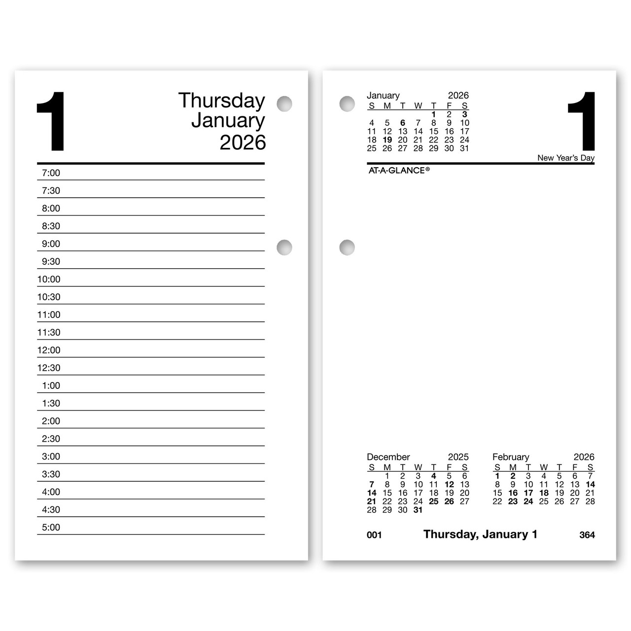 2026 At-A-Glance E717-50 Daily Calendar Refill, 3-1/2 x 6" | Nordisco.com